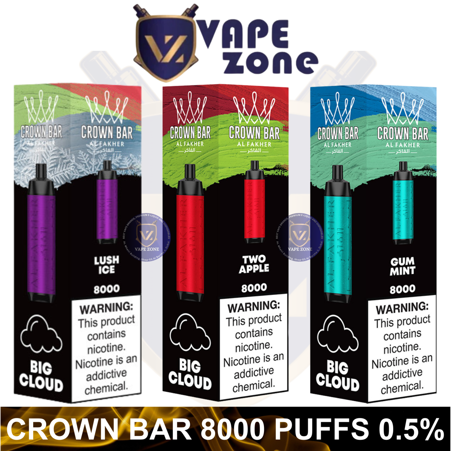 Al Fakher 8000 Puffs Crown Bar 5mg DTL